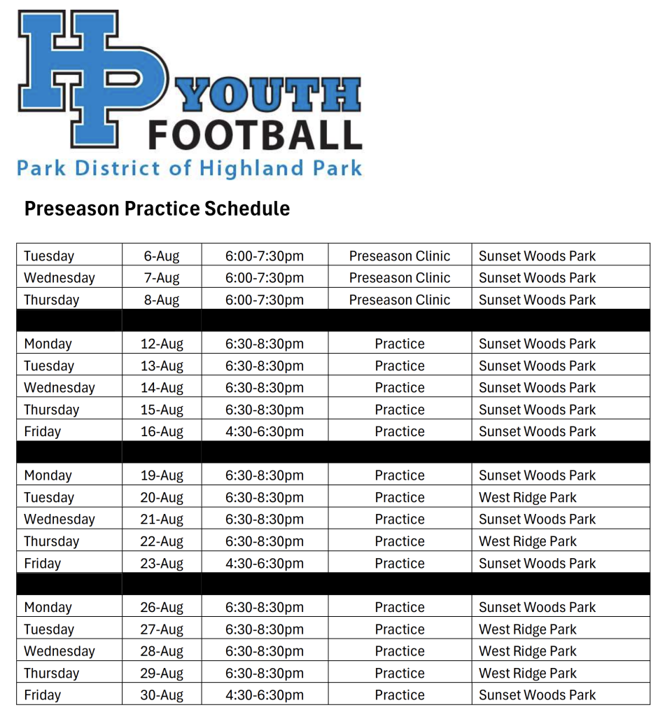 Tackle Football Programs | Park District of Highland Park